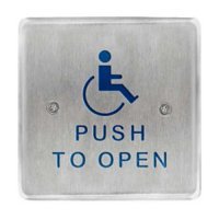 BEA 10PBS451 4.5" Square Push Plate, Blue Handicap Logo and Text ...