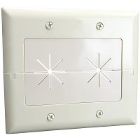 DataComm 45-0027-LA Split Plate with Flexible Opening, 2-Gang, Light Almond