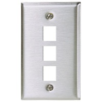 Hubbell SSF13 Wall Plate, SS, 1-Gang, 3-Port