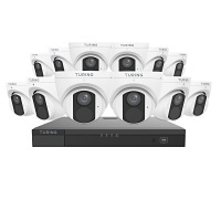 Turing Video TLKCT4F4 Lite IP Kit 12x 4MP Turret Camera, 16-Channel NVR ...