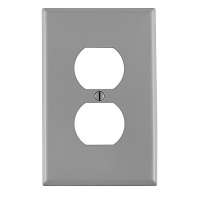 Leviton PJ8-GY 1-Gang Duplex Receptacle Midway Size Wall Plate, Gray