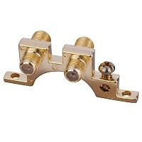 Vanco 120024 Dual F-Coax Grounding Block, Gold