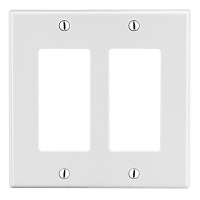 Hubbell PJ262W 2-Gang Decora Wall Plate, Medium-Sized, White