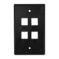 Wirepath PLATE-4-BK 4-Port Keystone Wall Plate, Black