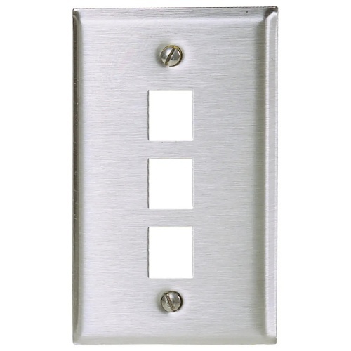 Hubbell SSF13 Wall Plate, SS, 1-Gang, 3-Port