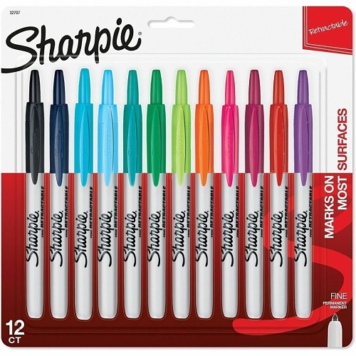 Sharpie 32707 Retractable Permanent Markers, Fine Point, Assorted ...