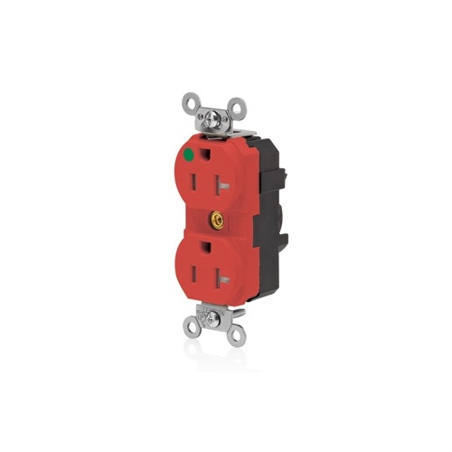 Leviton MT830-ILR Heavy Duty Illuminated Receptacle, Red
