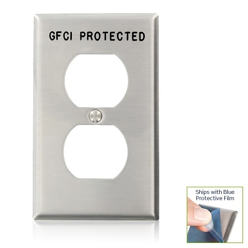 Leviton 84003-G40 1 Gang 302 Stainless Steel GFCI Duplex Wall Plate ...