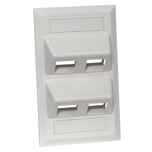 Hubbell AFP14 Single-Gang Keystone Wall Plate, Angled, 4-Port, Light ...