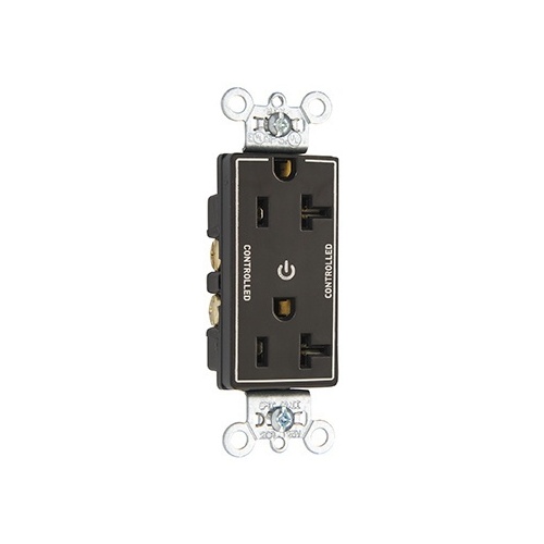 Pass & Seymour 26352-CDBK 20A Dual Control Decorator Receptacle, Black