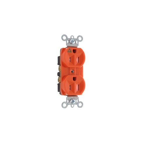 Pass & Seymour TRIG5262 Power Outlet, IG TR Duplex Receptacle15A Orange