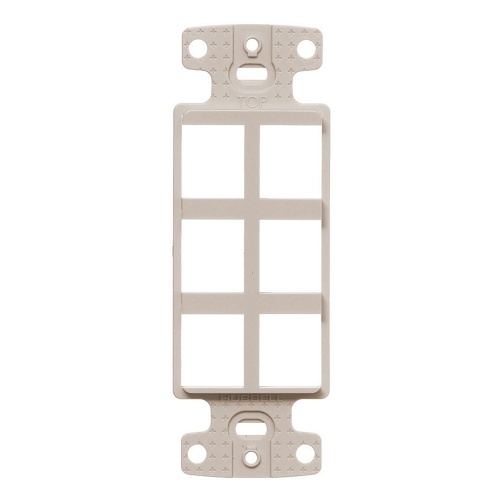 Hubbell NS616LA NetSelect 6-Port Decorator Keystone Plate, Light Almond
