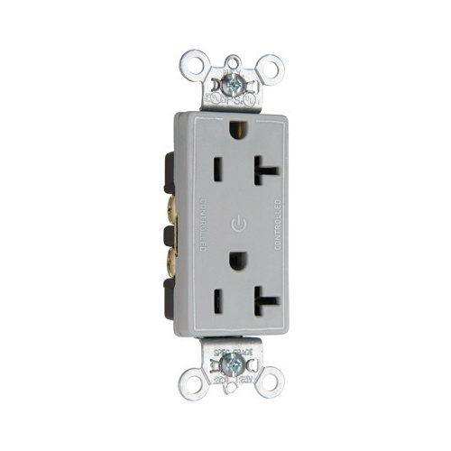 Pass & Seymour 26352-CHGRY 20A Half Continuous Decora Receptacle, Gray