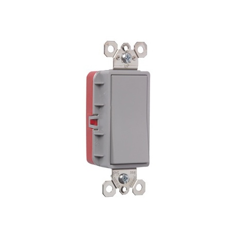 Pass & Seymour PT2623-GRY Paddle Switch Decora, 20A, 120/277V, 3-Pole, Gray
