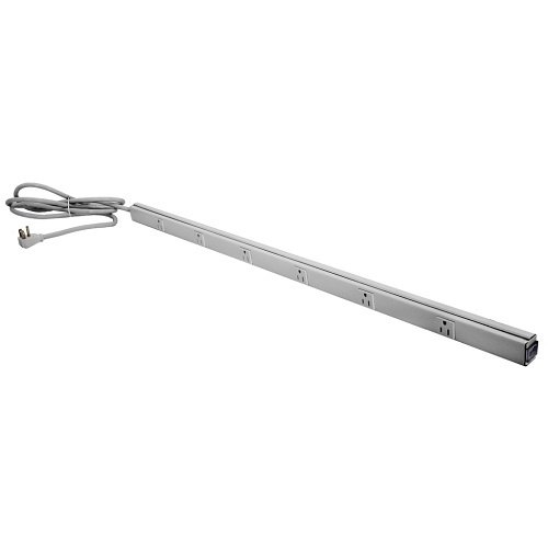 Hubbell HBL20C215GY Plugtrak Power Strip, 6-Outlet, 15A, 40", Gray