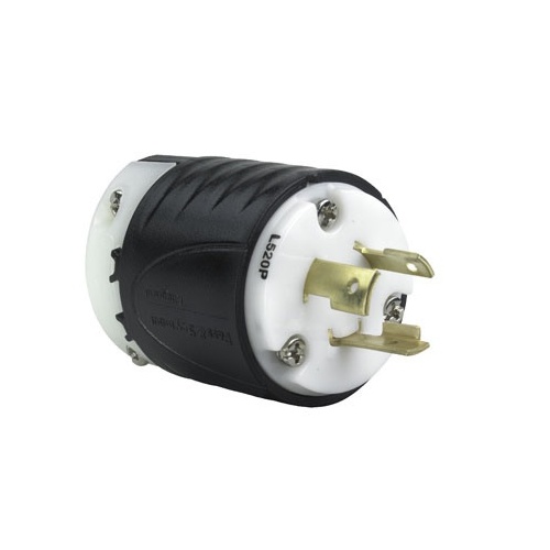 Pass & Seymour L520-P Turnlok Plug, 3-Wire, 20A, 125V, Black and White