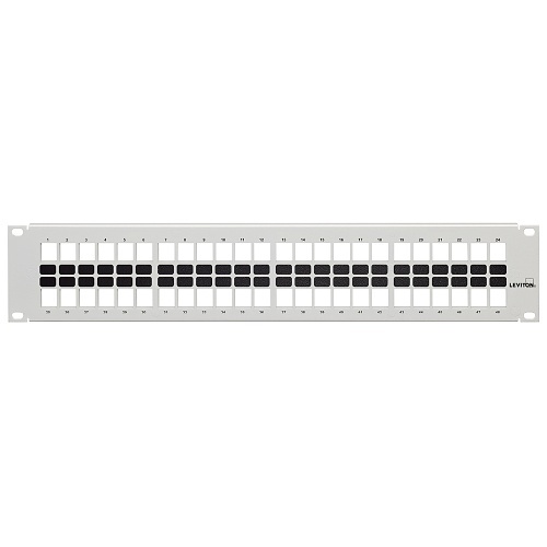 Leviton 49255-W48 48-Port 2-Rack Unit White QuickPort Patch Panel