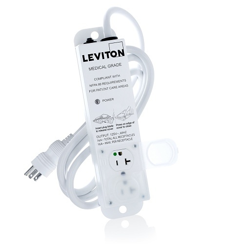 Leviton 5302M-2N7 Medical Grade Power Strip, 20A, 7'