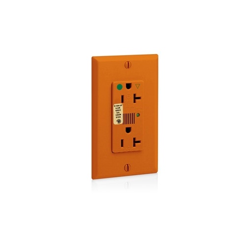Leviton 8380-IGO Orange TVSS Receptacle 20A 125V, Heavy Duty ...