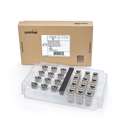 Leviton 61SJK-CG6 Keystone Jack, 12-Pack, Category 6 Shielded, Grey