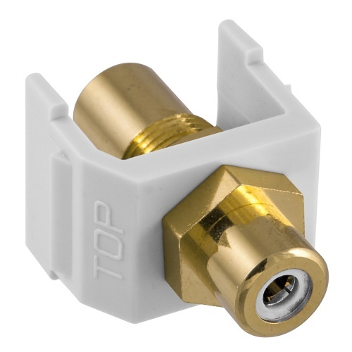Hubbell SFRCWFFW Snap-Fit RCA Connector with White Housing