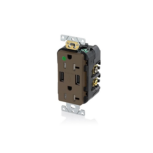 Leviton T5832-HG Combination Duplex Receptacle with USB Charger, 20A ...