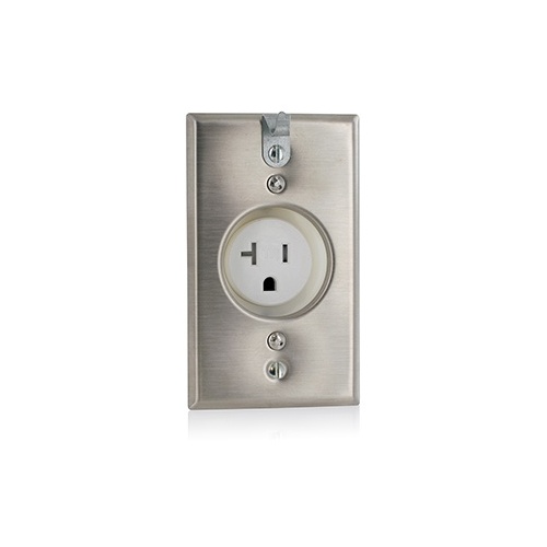 Leviton T5361-CH Tamper-Resistant Single Receptacle, Recessed Clock ...