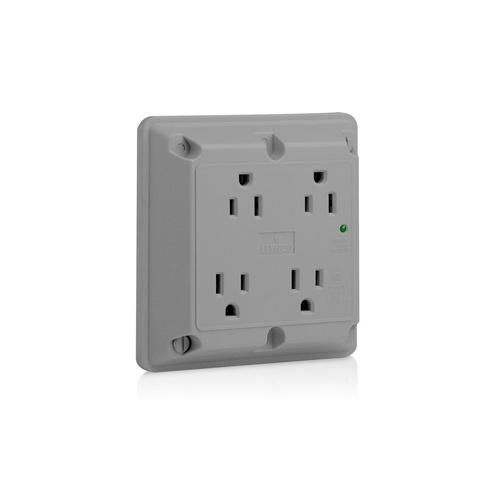 Leviton 5480-GY Surge Protected Quadruplex Receptacle, Industrial Grade ...