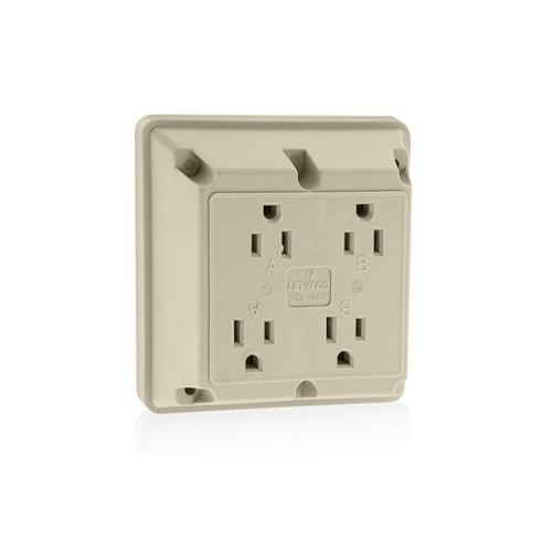 Leviton 1254-I 4-in-1 Quadruplex 2-Pole 3-Wire Receptacle Outlet, Heavy ...