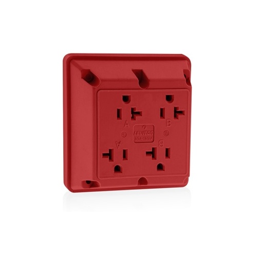Leviton 21254-R 4-in-1 Quadruplex Receptacle Outlet, 2-Pole, 3-Wire ...