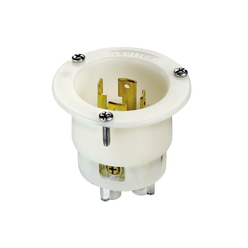 Leviton 2725 White Inlet Flange 2-Pole 4-Wire 3-Phase L15-30P 30A 250V ...