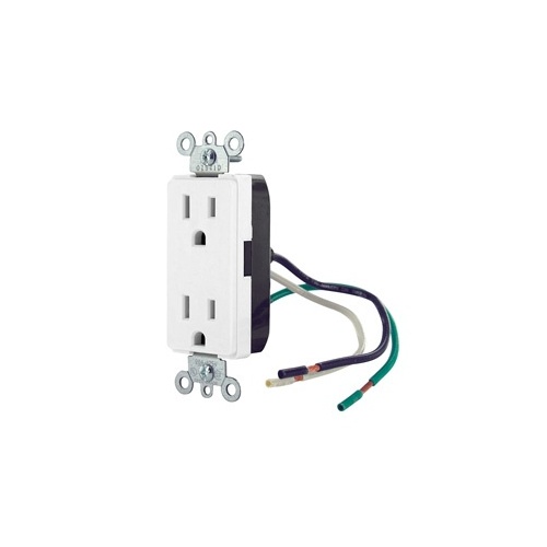 Leviton 16252-LW Decora Plus 2-Pole 3-Wire Duplex Receptacle Outlet ...