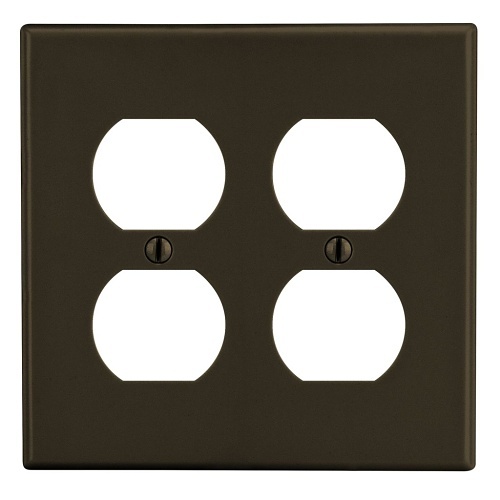 Hubbell P82 Wallplate 2-Gang Duplex, Brass