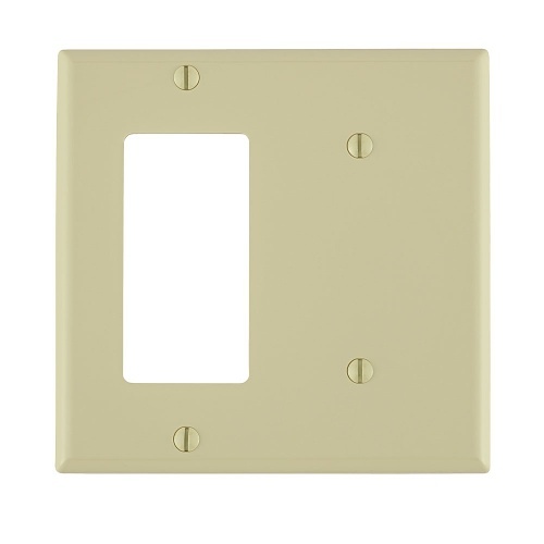 Leviton 80708-I Ceiling Mount Wall Mount Plate, Ivory, 2-Gang Decora/1 ...