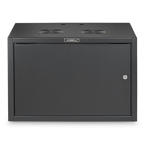 Hubbell HEQ12S Rack Cabinet & Frame, 5U 14-Inch Deep Solid Door, Black