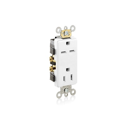 Leviton 16292-W Decora Plus 2-Pole 3-Wire Duplex Receptacle Outlet ...