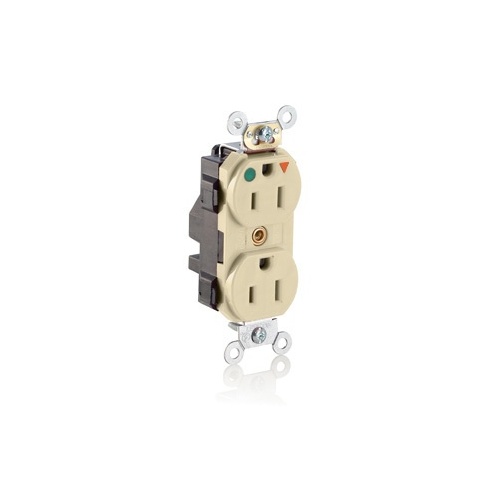 Leviton MT820-IGI Lev-Lok Duplex Receptacle, 15A, 125V, Ivory