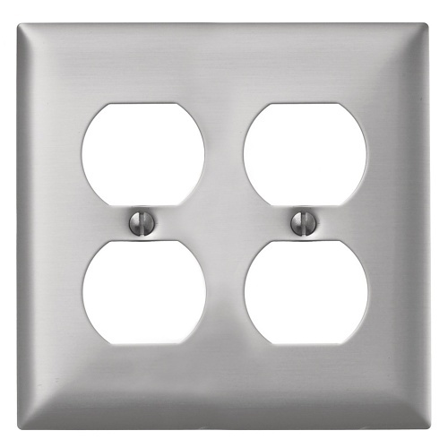 Hubbell SA82 Wallplate 2-Gang Duplex Opening, Aluminum