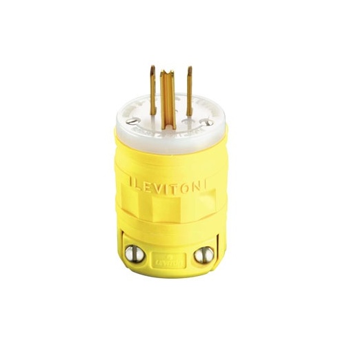 Leviton 1447-P Connectors, 5-15P CR Plug, Yellow