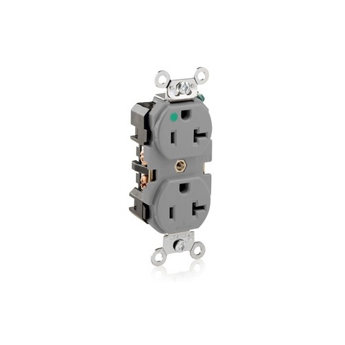Leviton 8300-GY 20A Duplex Receptacle / Outlet, Hospital Grade, Self ...