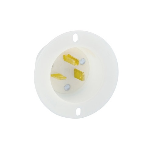 Leviton 15378-C Flanged Inlet Receptacle, 20A 125V, White