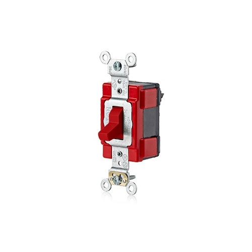 Leviton M1223-R Lev-Lok Toggle Switch 3-Way 20A 120/277VAC, Red