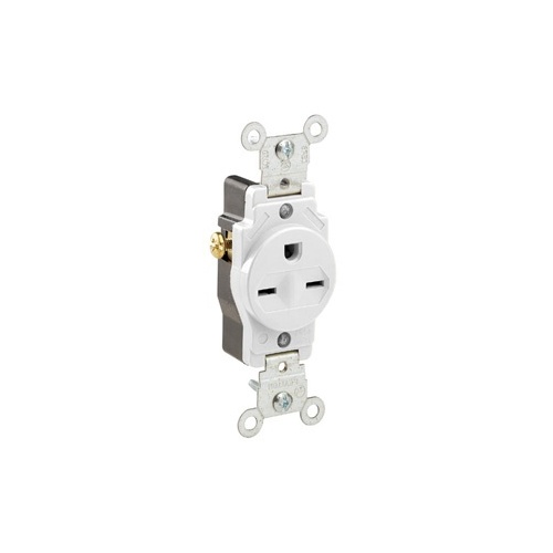 Leviton 5029-W Single Receptacle Outlet, 2-Pole, 3-Wire, 15A, 250V,NEMA ...
