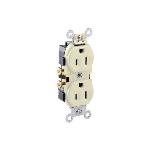 Leviton CR15-T 15A Duplex Receptacle / Outlet, Commercial Grade, Self-Grounding, Light Almond
