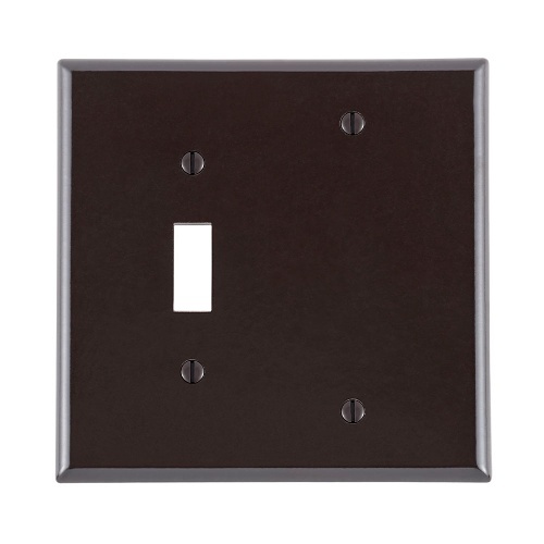 Leviton 80506 2-Gang Midway Wall Plate with 1 Toggle and 1 Blank, Brown