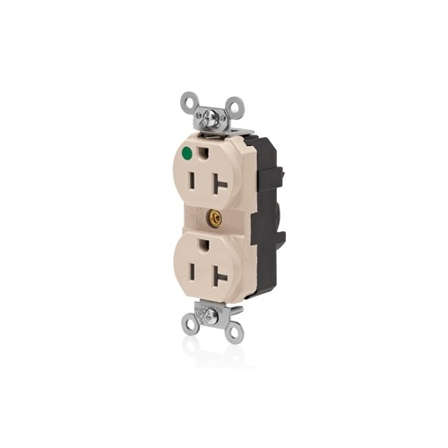 Leviton M8300-ILT Lev-Lok Duplex Receptacle, 20A, 125V, Light Almond