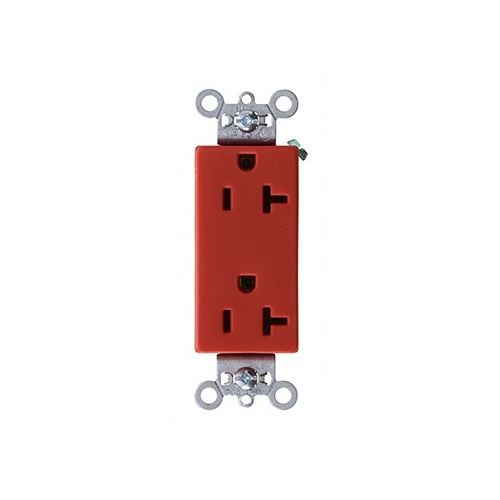 Pass & Seymour 26352-RED Duplex Receptacle, 20A 125V, Back and Side ...