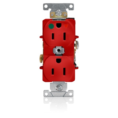 Leviton 8200-IGR Heavy Duty Isolated Ground Duplex Receptacle 15A-125V, Red
