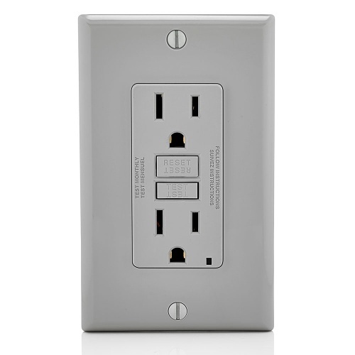 Leviton GFNT1-GY 15A Self Test Non T Amper-Resistant GFCI Outlet with ...
