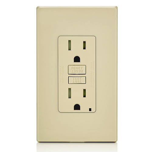 Leviton GFTR1-PI 515R Slim Ground Fault Circuit Interrupter, Wallplate ...